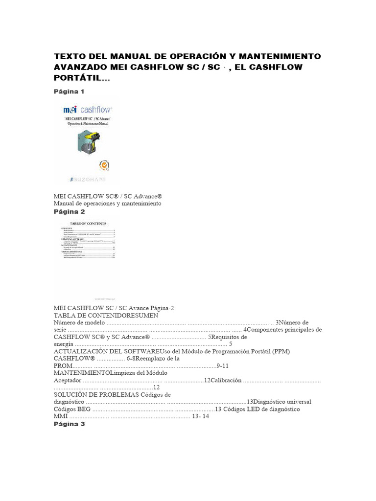 Texto Del Manual de Operación y Mantenimiento Avanzado Mei Cashflow SC ...