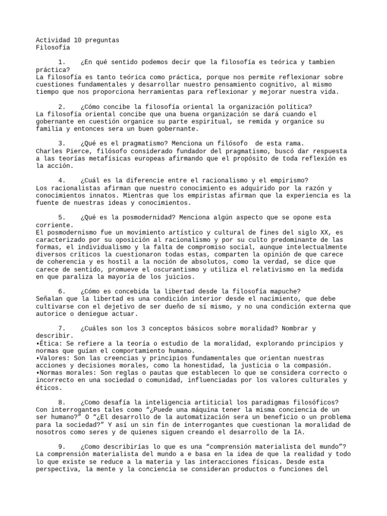 Filosofía Actividades | Descargar gratis PDF | Moralidad | Empirismo