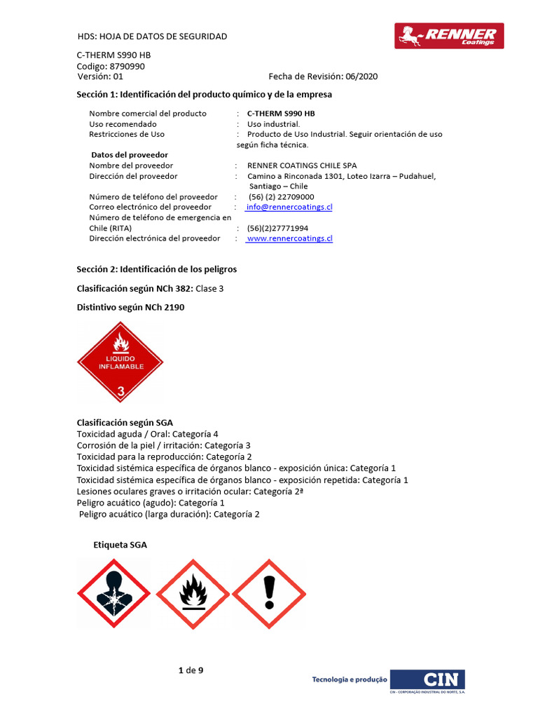 HDS Ctherm S990 HB | PDF | Química | Ciencias fisicas