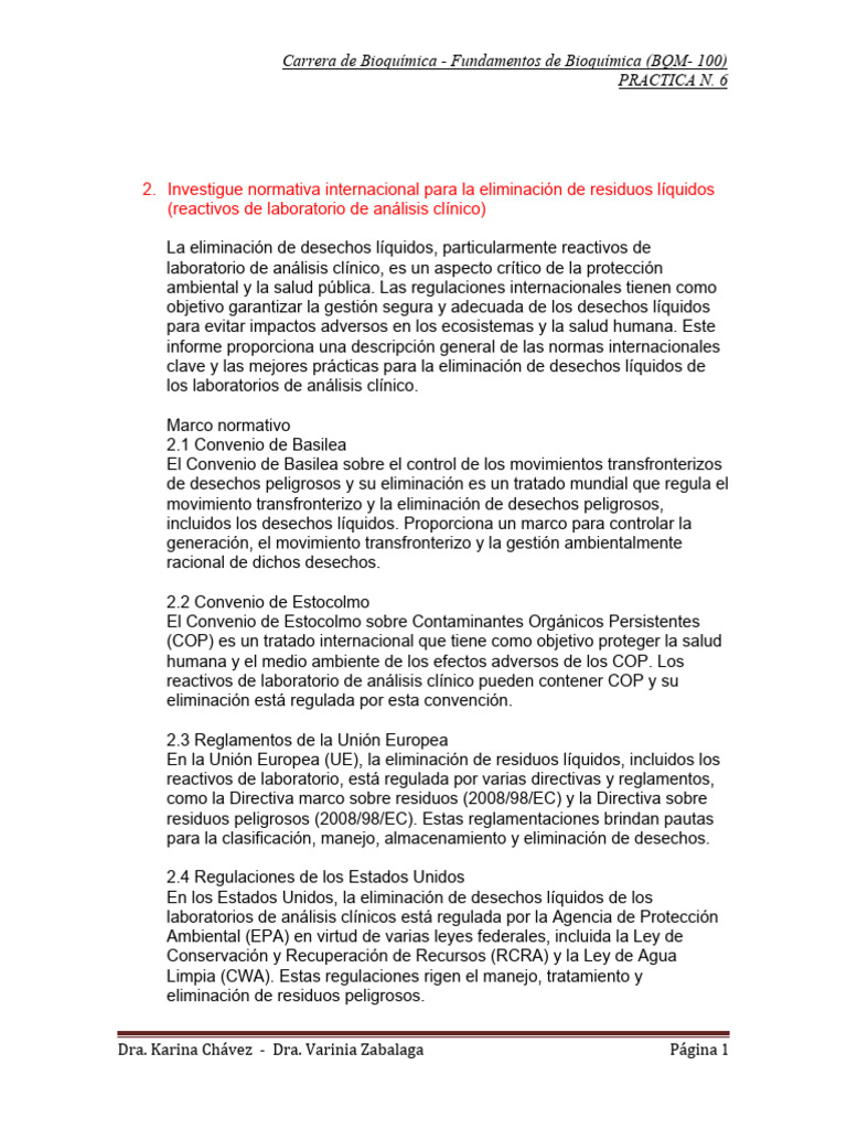 PRACTICA N. 6 Hecha Pregunta 2 | PDF | Residuos | Laboratorios