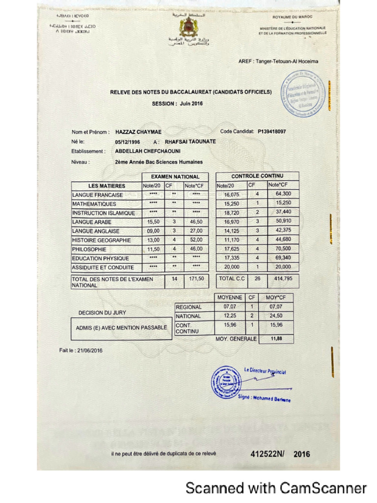 Releve Des Notes Baccalaureat | PDF