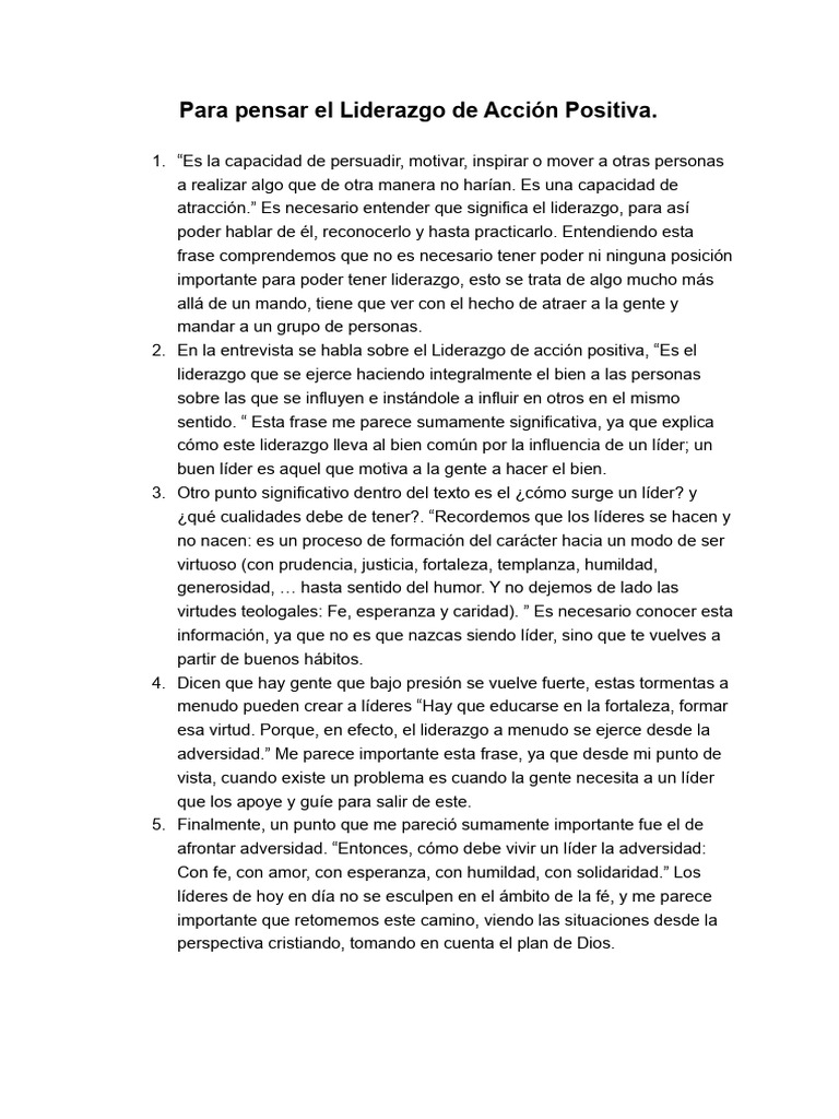 Liderazgo de Acción Positiva. | PDF