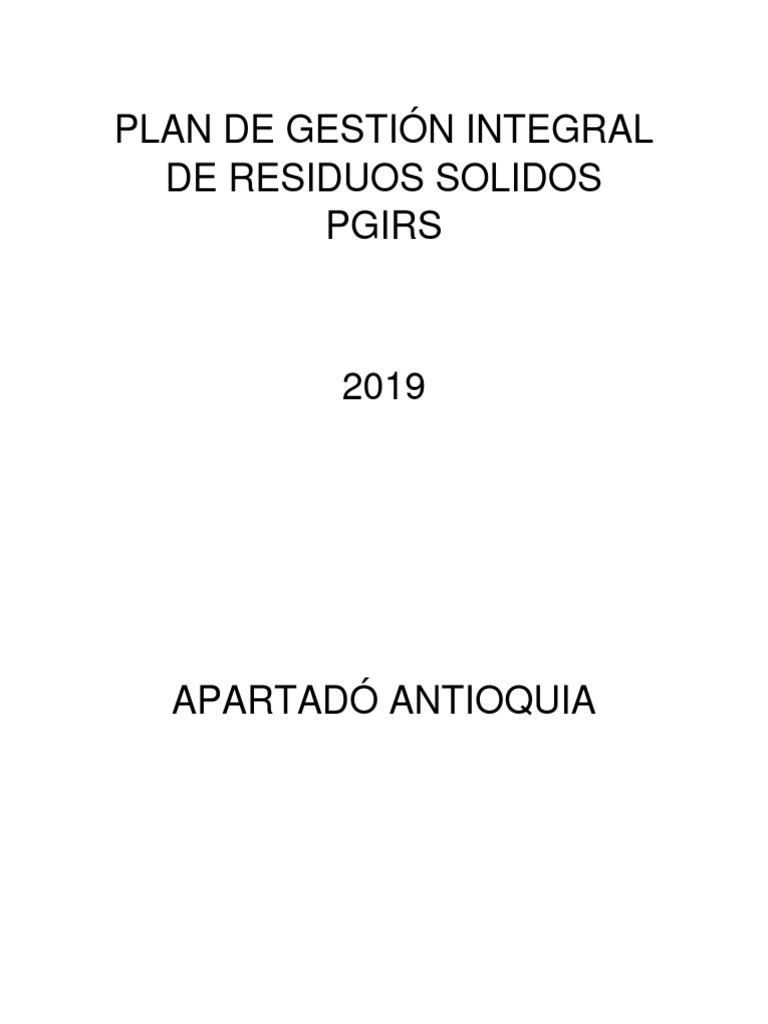 Pgirs Apartadó 2019 | PDF | Residuos | Planificación