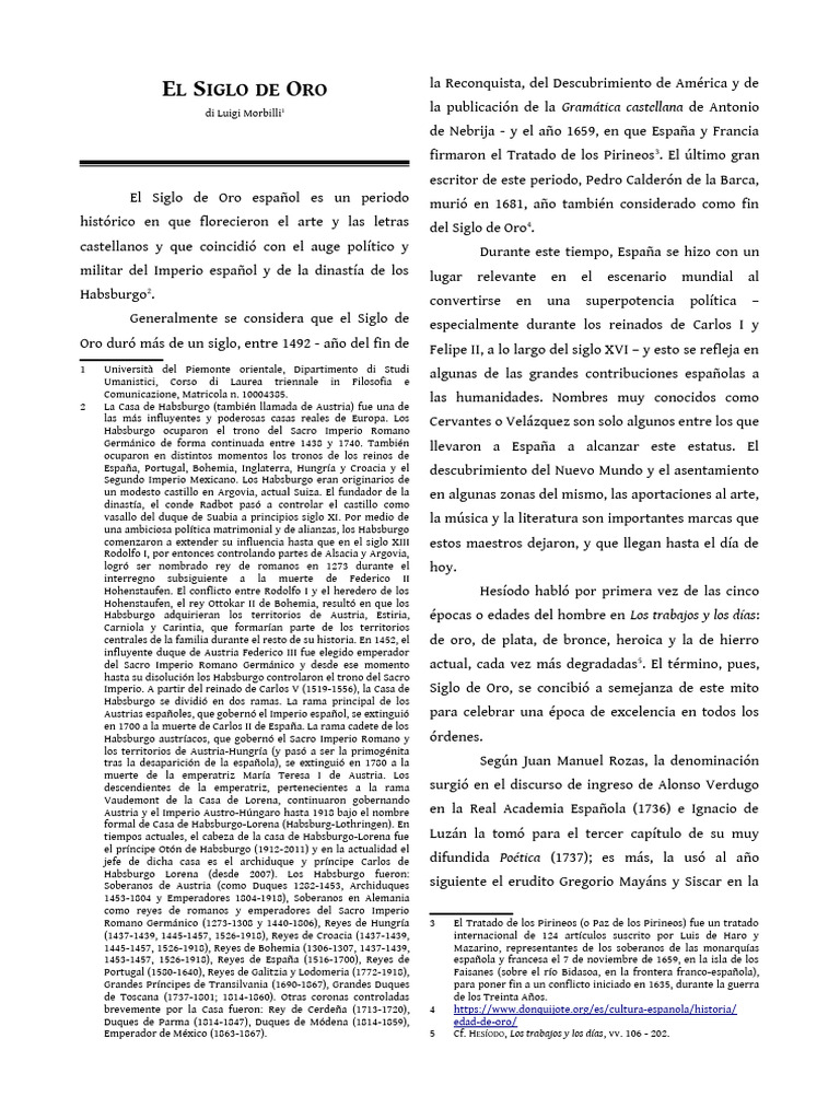 El Siglo de Oro | PDF | Casa de los Habsburgo