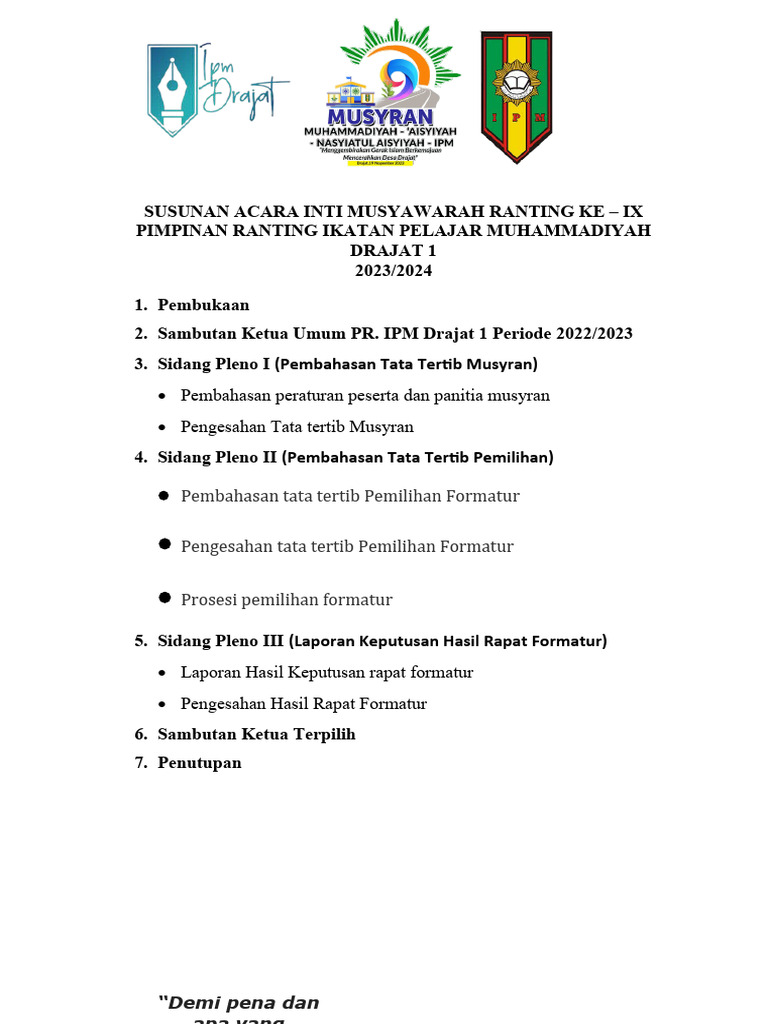 Jadwal Acara Musyran | PDF