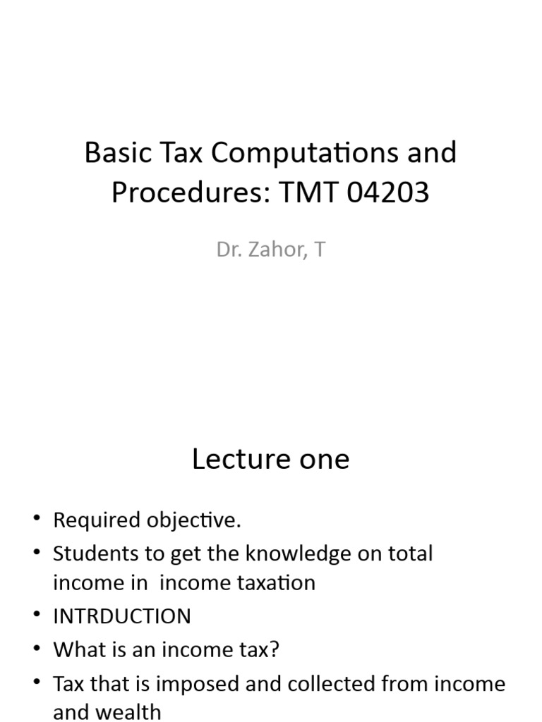 Basic Tax Computations and Procedures-1 | PDF | Expense | Taxes