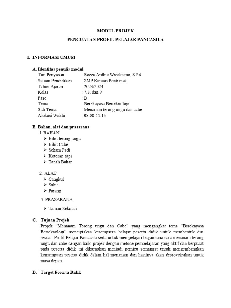 Modul Projek SMP Kapuas Rekayasa Teknologi | PDF | Karier & Perkembangan | Ilmu Sosial