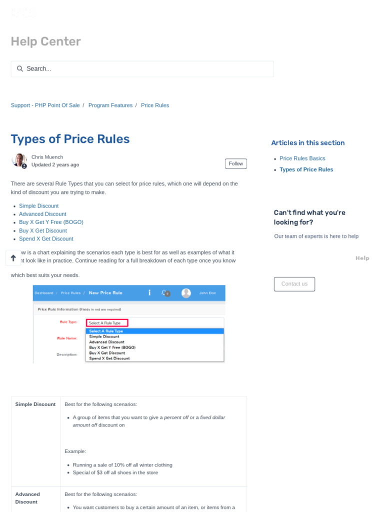 Types of Price Rules - Support - PHP Point of Sale | PDF | Prices | Customer