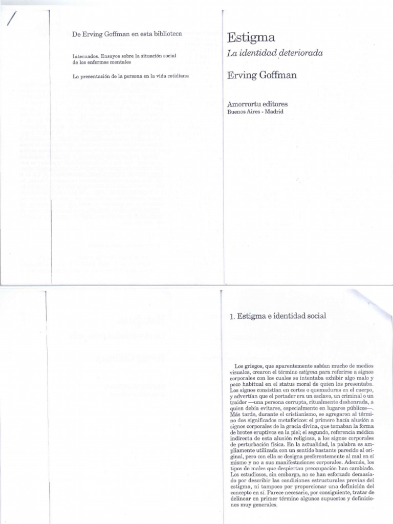 3a. Goffman. Estigma | PDF | Estigma social | Mente