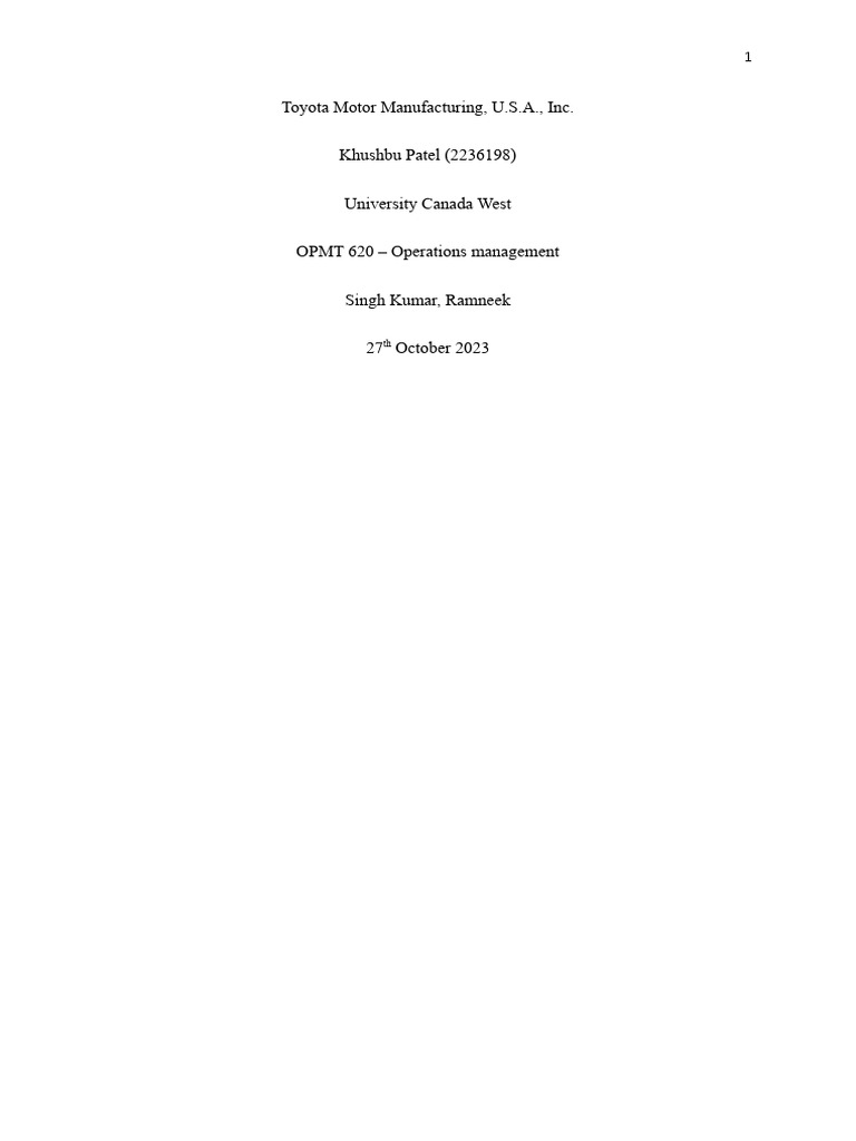 Opmt Toyoto Motors Pdf Lean Manufacturing Toyota