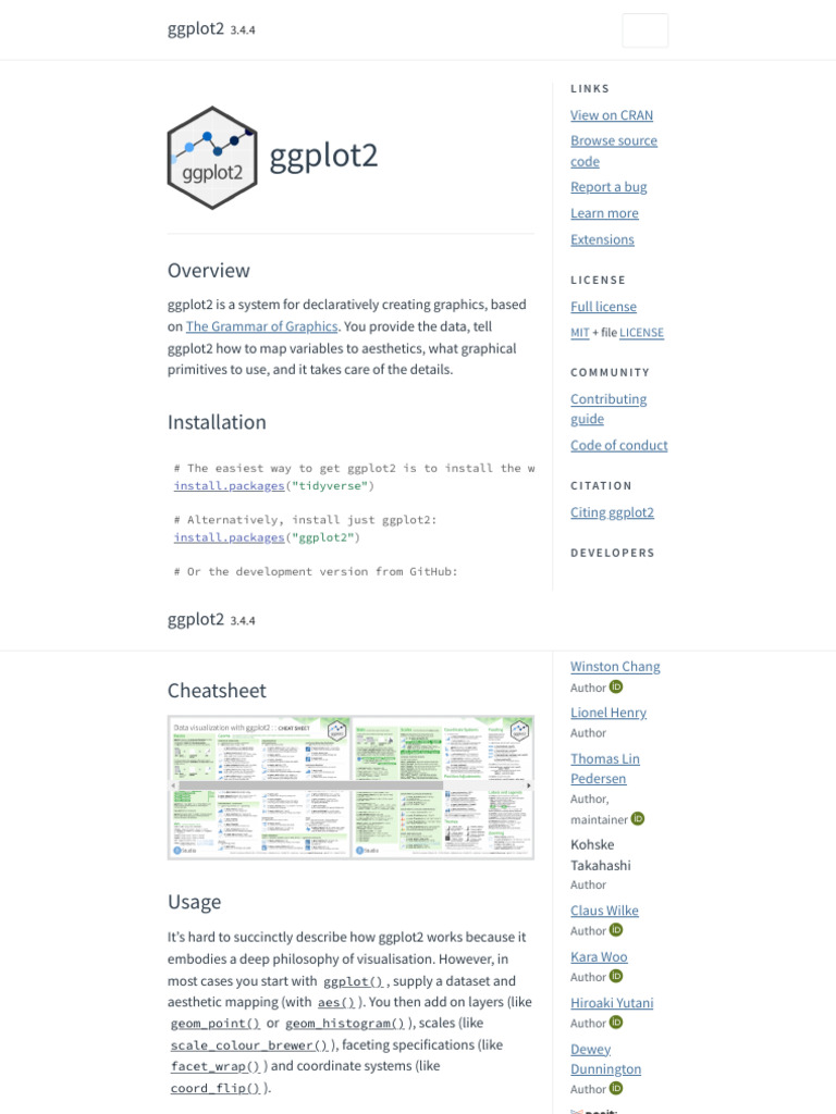 Create Elegant Data Visualisations Using The Grammar of Graphics - Ggplot2 | PDF | Computing