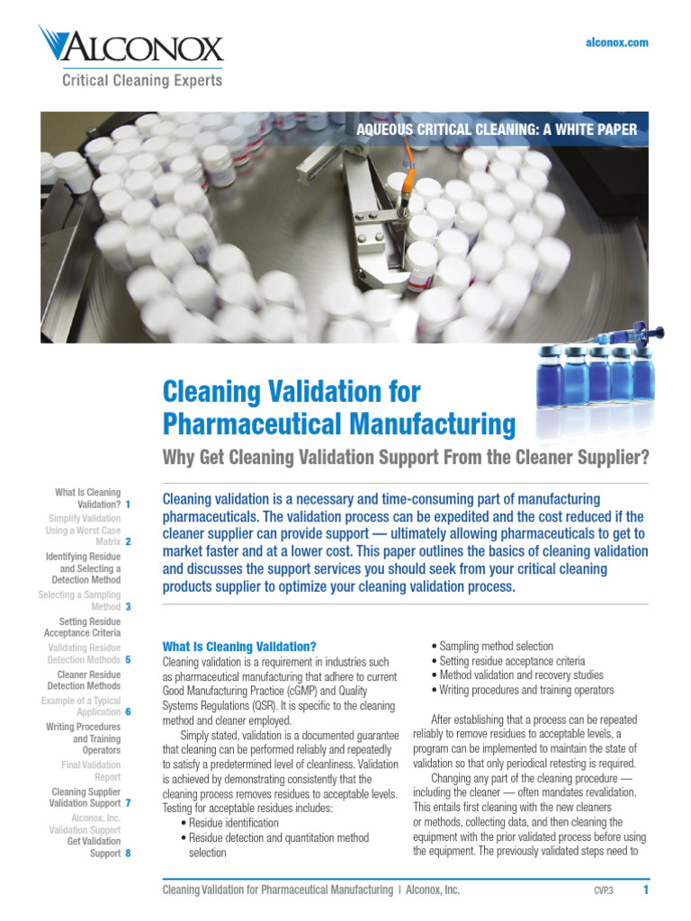 Cleaning Validation in Pharma Manufacturing | PDF | Verification And ...
