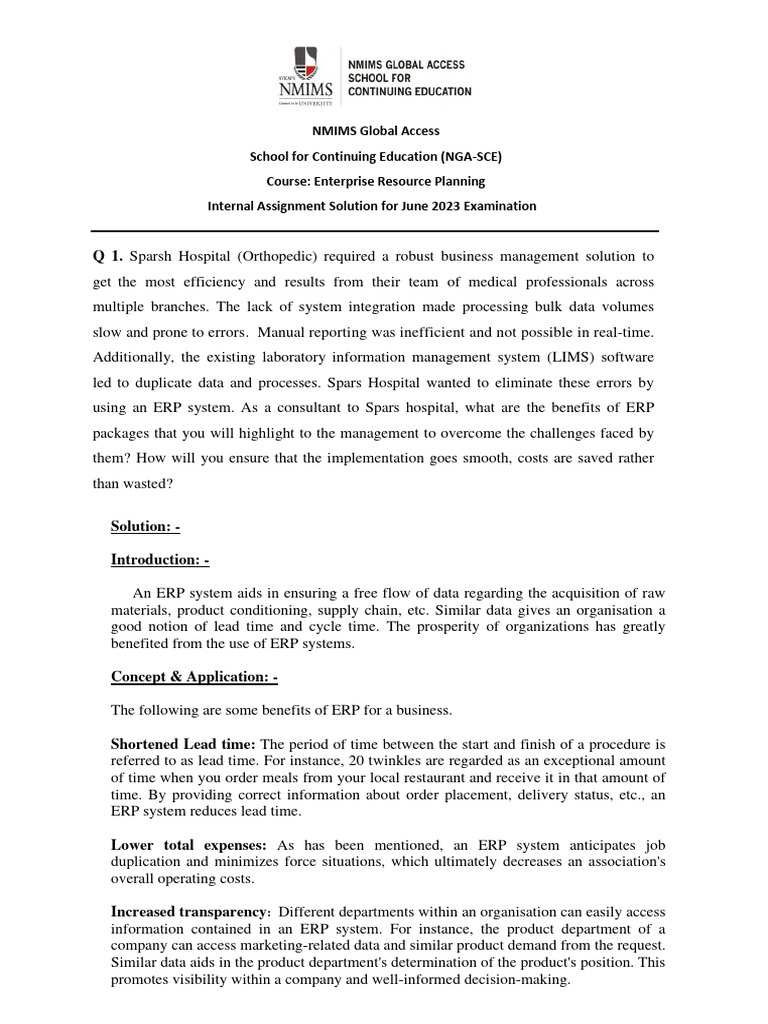 Enterprise Resource Planning June 2023 Assignment Solution | Download ... Enterprise Resource Planning June 2023 Assignment Solution | Download ...