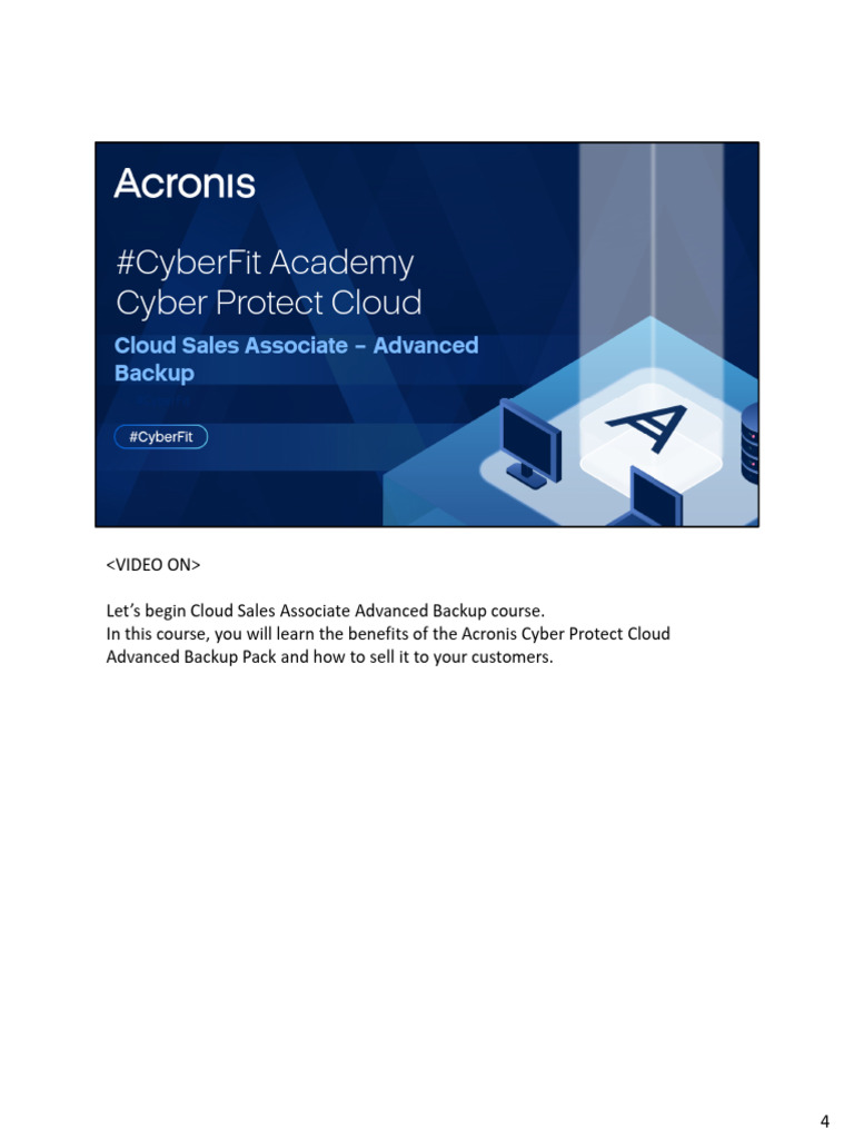 Acronis #CyberFit Cloud Sales Associate Advanced Backup 2023 Handout | PDF | Cloud Computing ...