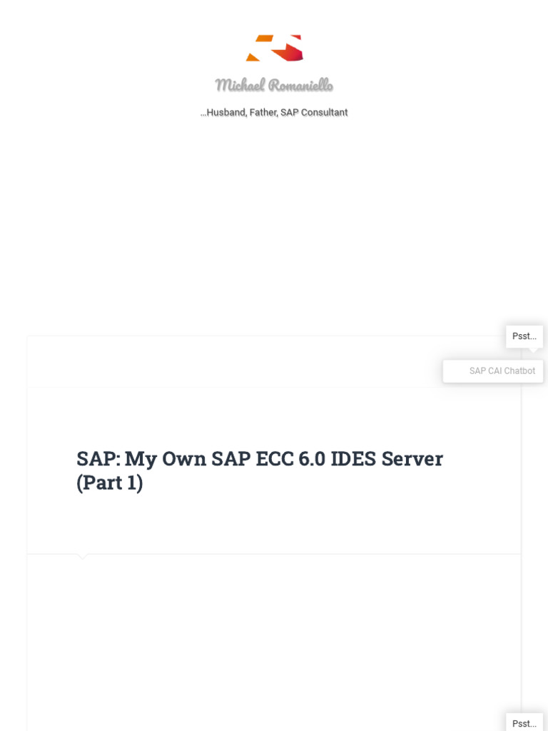 SAP - My Own SAP ECC 6.0 IDES Server (Part 1) - Michael Romaniello | PDF | Virtual Machine ...
