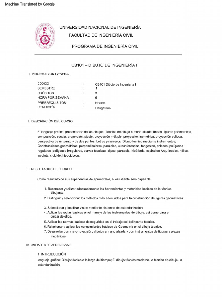 C1 CB101 Engineering Drawing I | PDF | Elipse | Curva