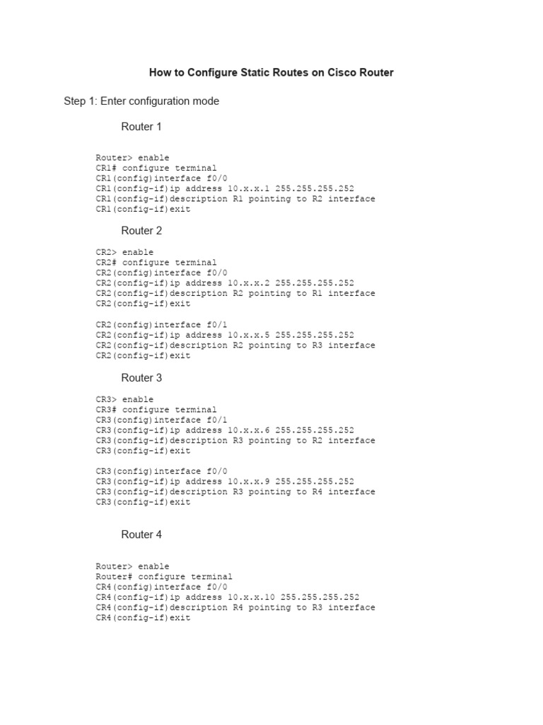 Static Routing Packet Tracer | PDF | Router (Computing) | Routing Static Routing Packet Tracer | PDF | Router (Computing) | Routing