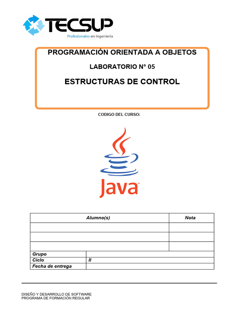 POO - Lab 05-Estructuras de Control-2023-2 | PDF | Constructor (Programación Orientada a Objetos ...