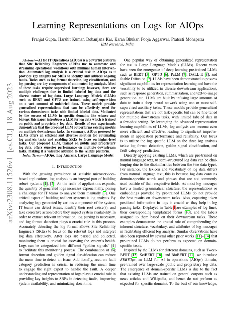 AIOps Log Analysis with BERTOps LLM | PDF | Logarithm | Information