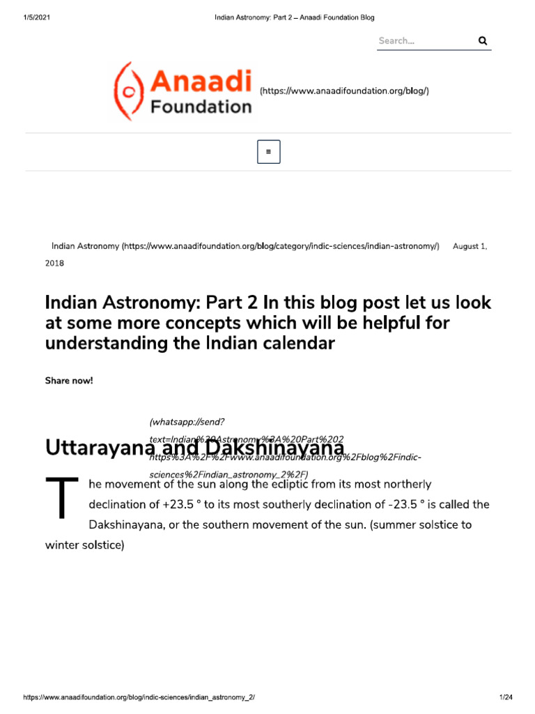 Indian Astronomy Part 2 - Anandi Foundation | PDF