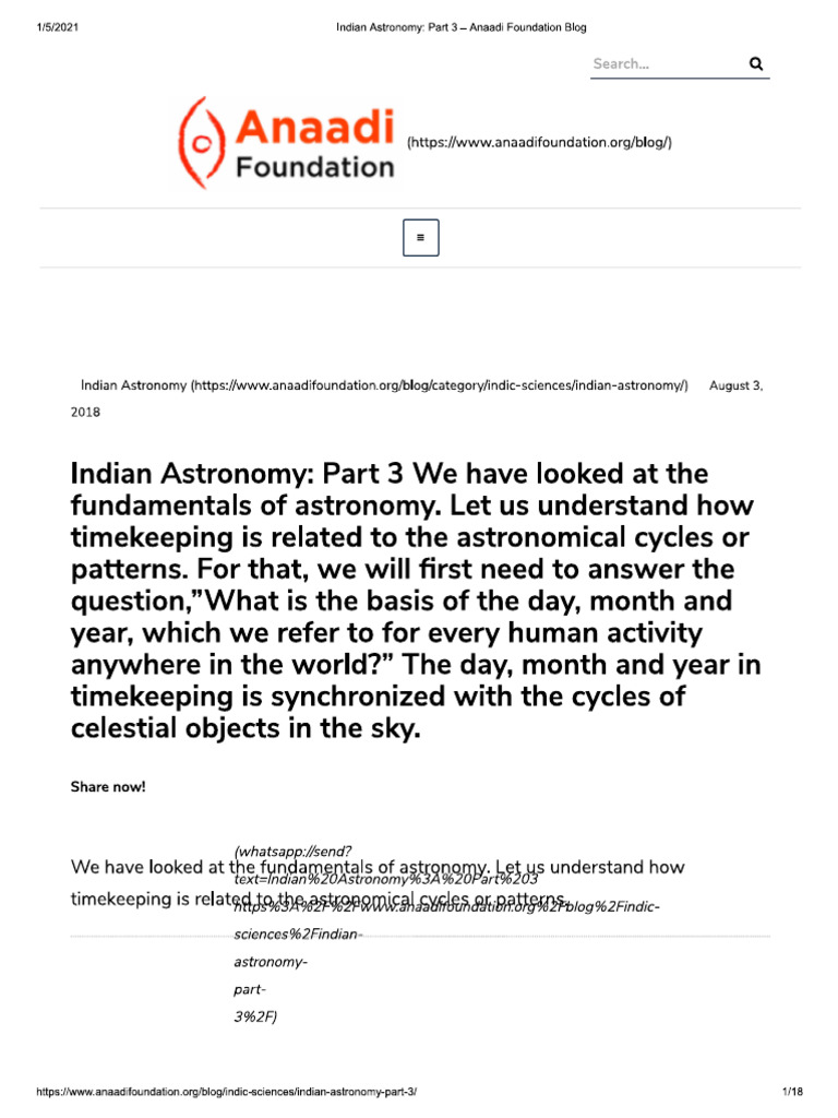 Indian Astronomy Part 3 - Anandi Foundation | PDF