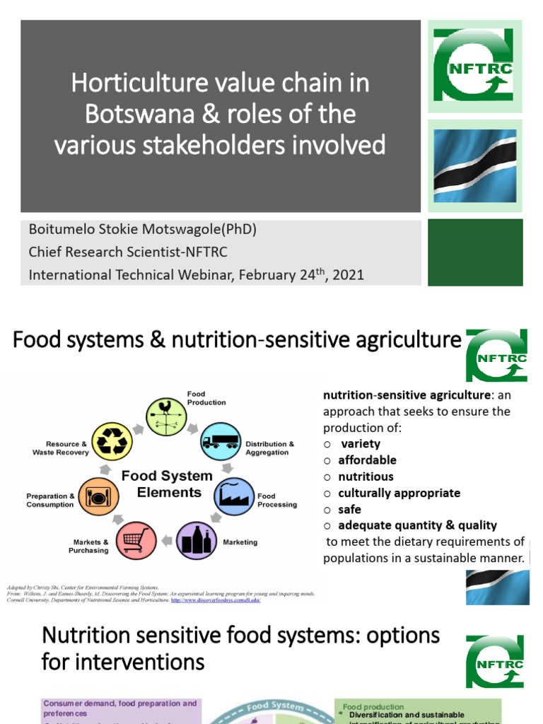 Horticulture Value Chain in Botswana & Roles of The Various ...