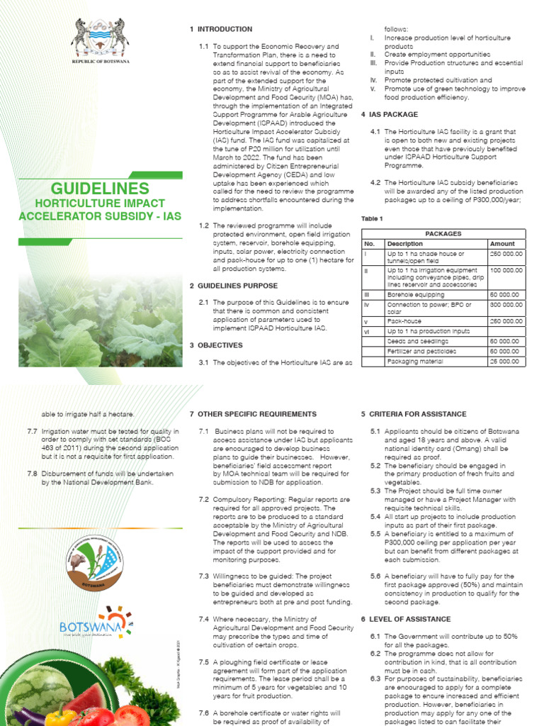 Horticulture Impact Accelerator Subsidy | PDF | Agriculture | Food Security