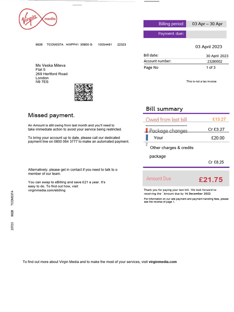 Virgin Media Bill | PDF | Service Industries | Payments Virgin Media Bill | PDF | Service Industries | Payments