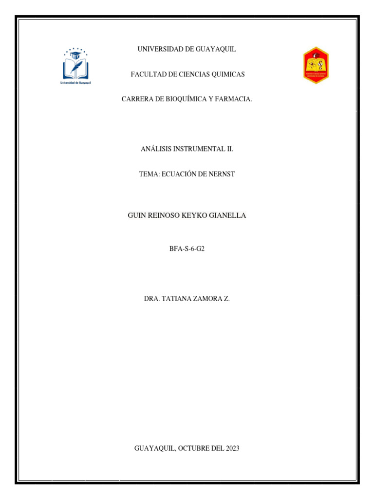 EjerciciosNernst Guin Reinoso. | PDF | Redox | Electrodo