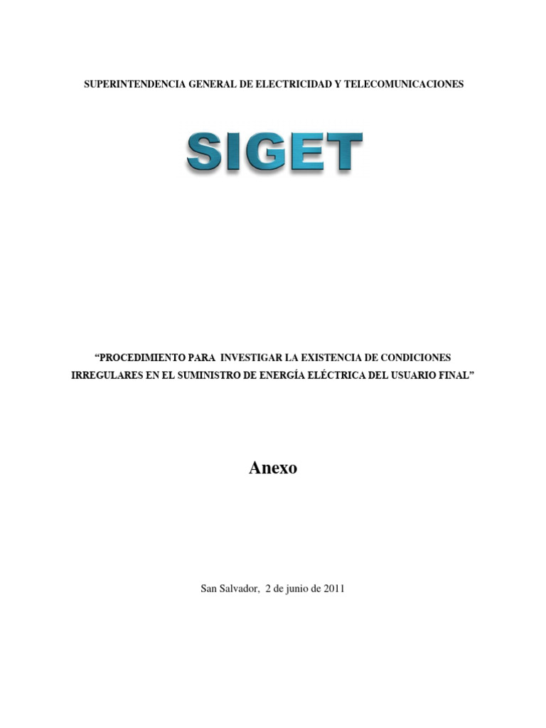 Normas de Calidad de Servicio SIGET | Descargar gratis PDF ...