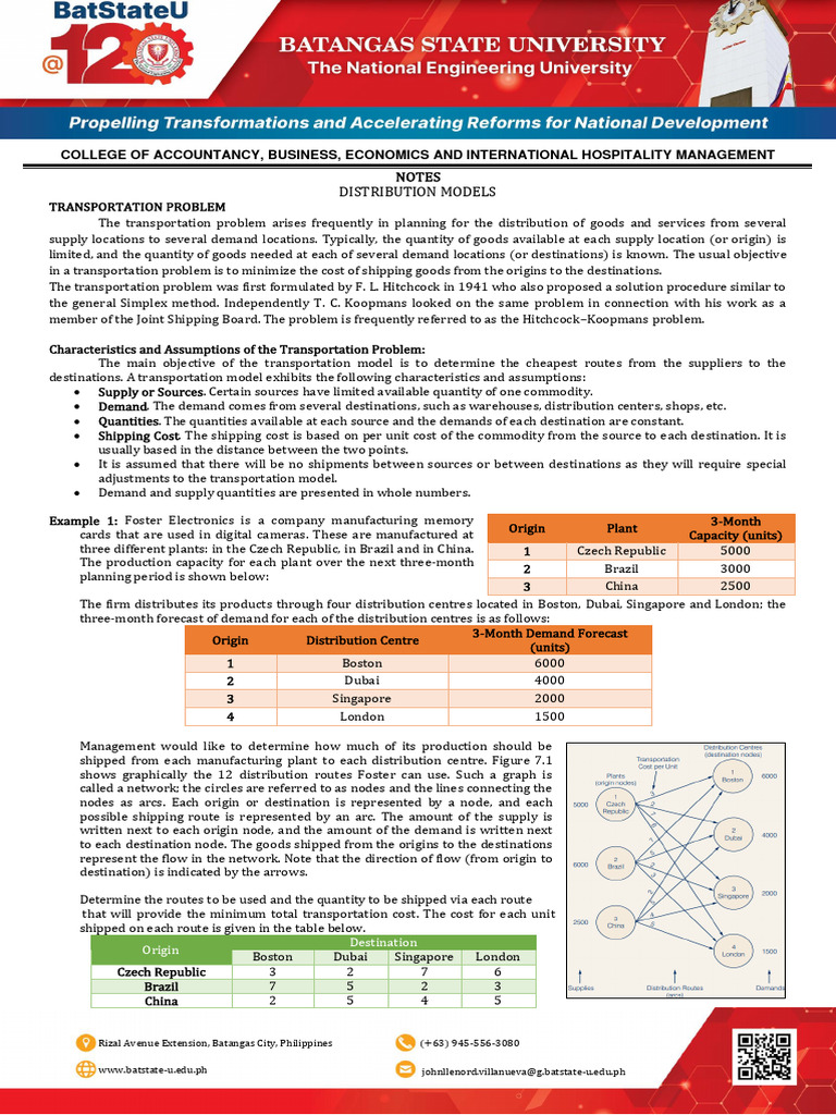 Notes (Distribution Models) New | PDF | Mathematical Optimization ...