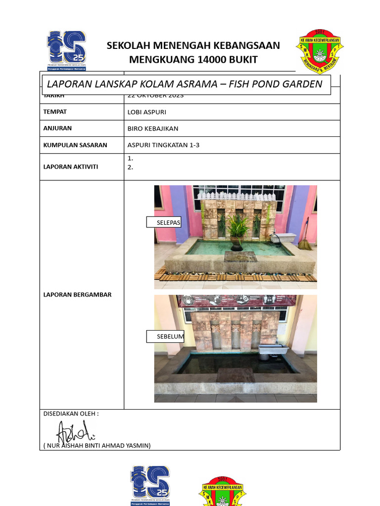 Laporan Asrama - Kolam Ikan | PDF