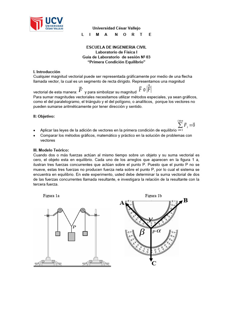 Lab 04 Primera Condición Equilibrio (T) | PDF | Vector Euclidiano | Fuerza