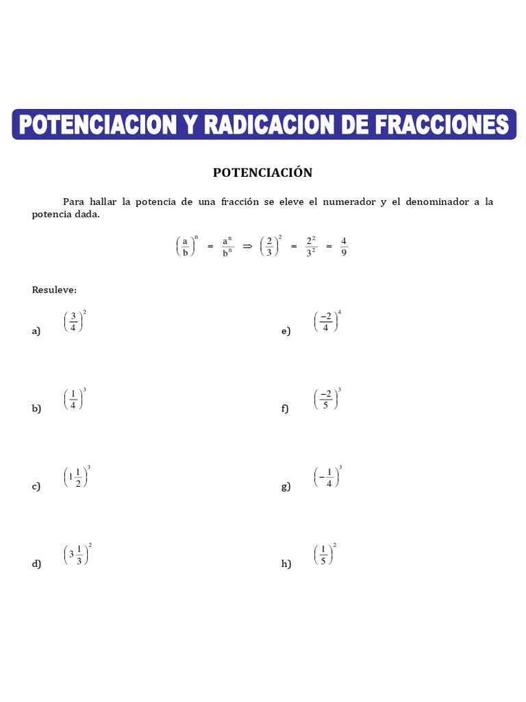Potencia, Radicales y Operaciones Combinadas | PDF | Aritmética | Matemáticas