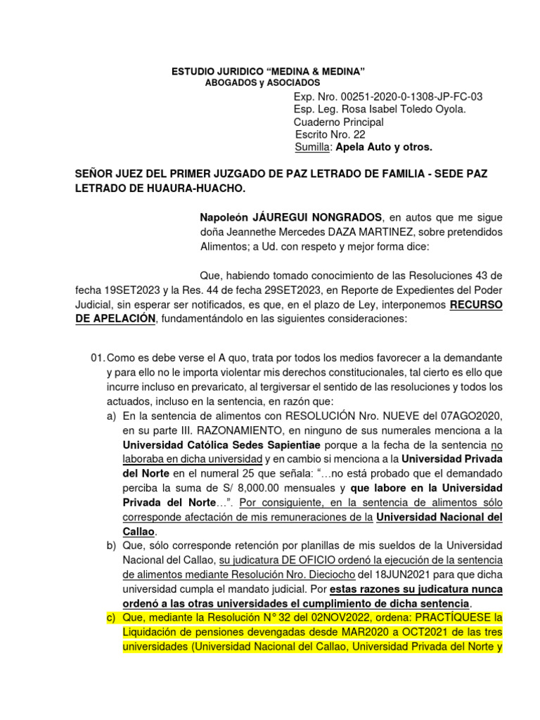 Apelacion Res 43 | PDF | Sentencia (ley) | Demanda judicial