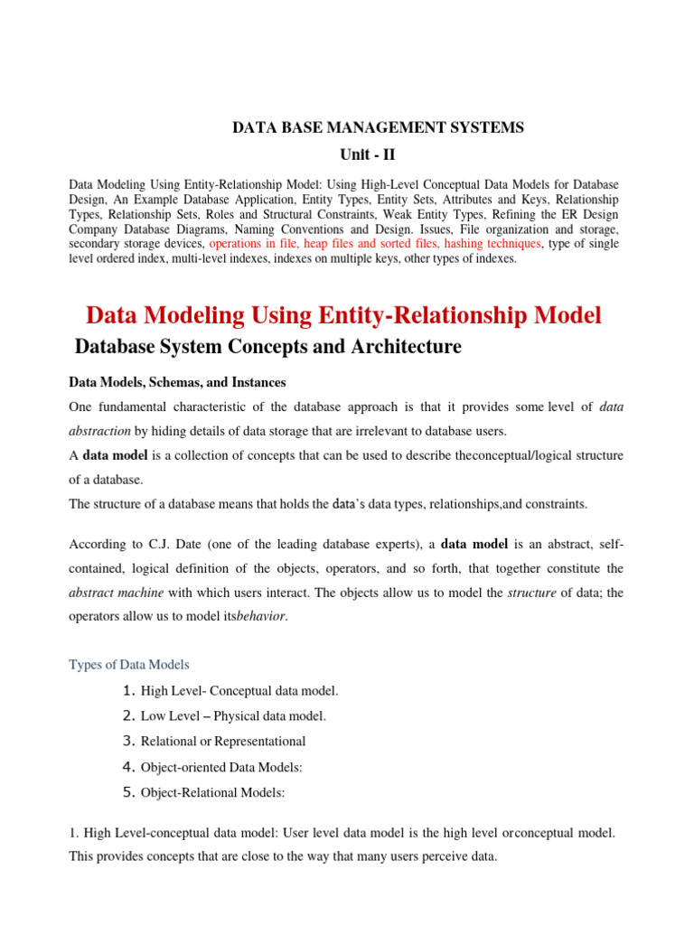 Unit-II DBMS | PDF | Computer Data Storage | Conceptual Model Unit-II DBMS | PDF | Computer Data Storage | Conceptual Model