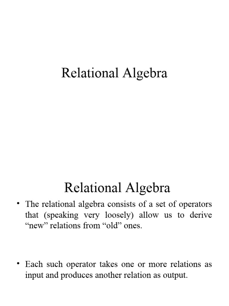Relational Algebra | PDF | Computer Programming | Mathematical Analysis Relational Algebra | PDF | Computer Programming | Mathematical Analysis
