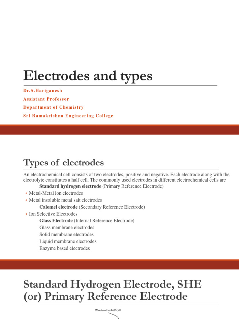Types of Electrodes | PDF | Ph | Electrode