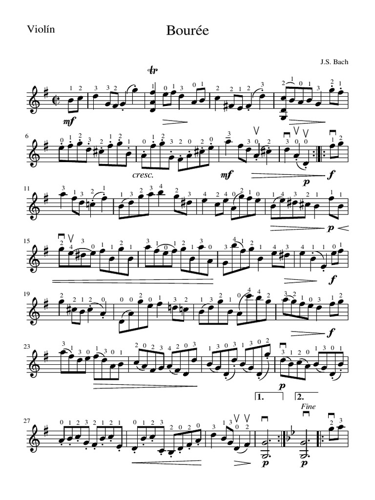 Bourée Bach - Violino-Violín | PDF