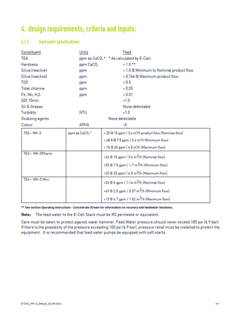 Feed Water Specifications | Download Free PDF | Rectifier ...