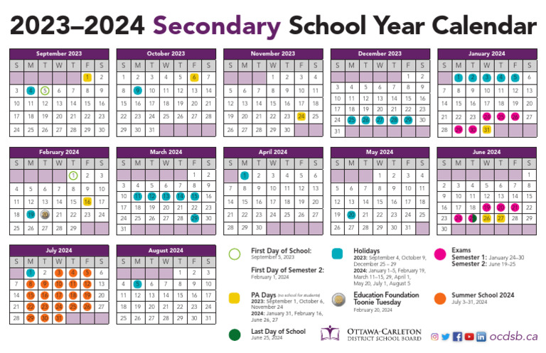 Approved School Year Calendar - 2023-2024 - Secondary | PDF | Schools ...