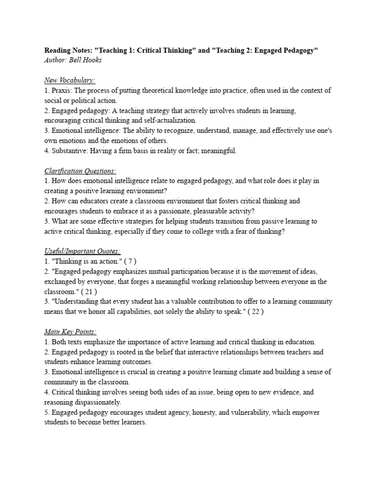 Engaged Pedagogy for Educators | PDF | Pedagogy | Learning