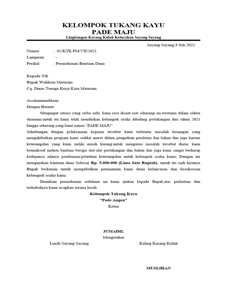 Proposal Kelompok Tukang Kayu | PDF