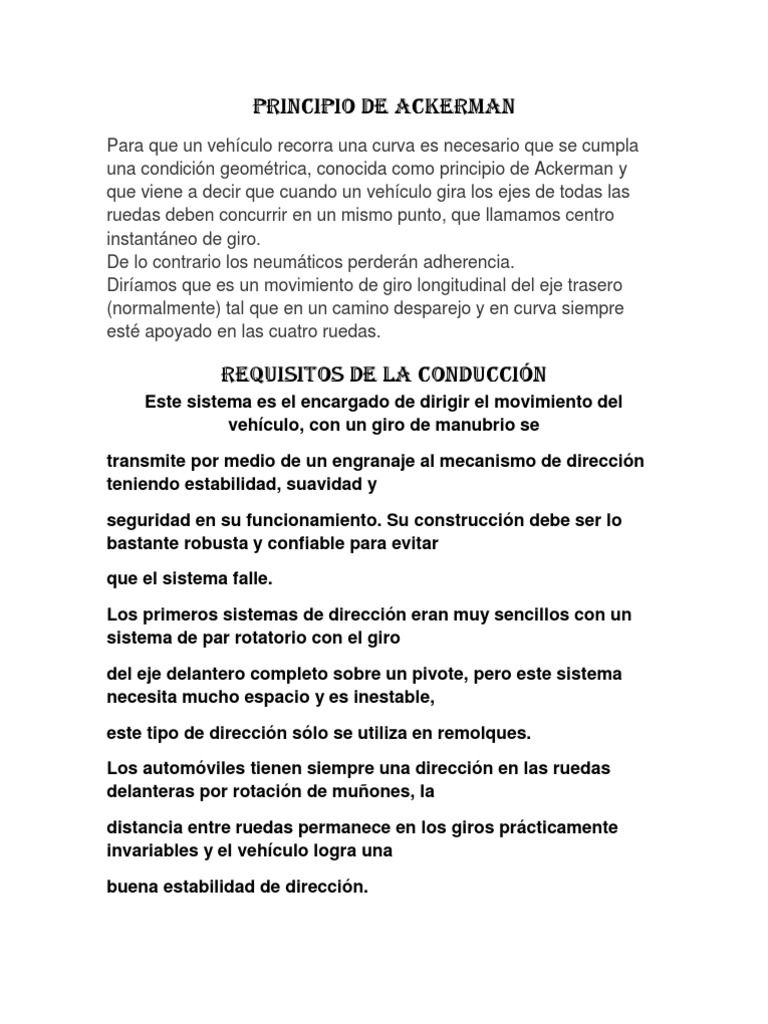 Principio de Ackerman | PDF | Direccion | Movimiento (física)