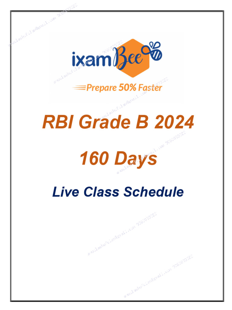 RBI Grade B 2024 160 Days Study Plan | PDF | Economies