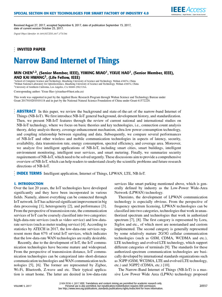 Narrow Band Internet of Things | PDF | Internet Of Things | Computer ...