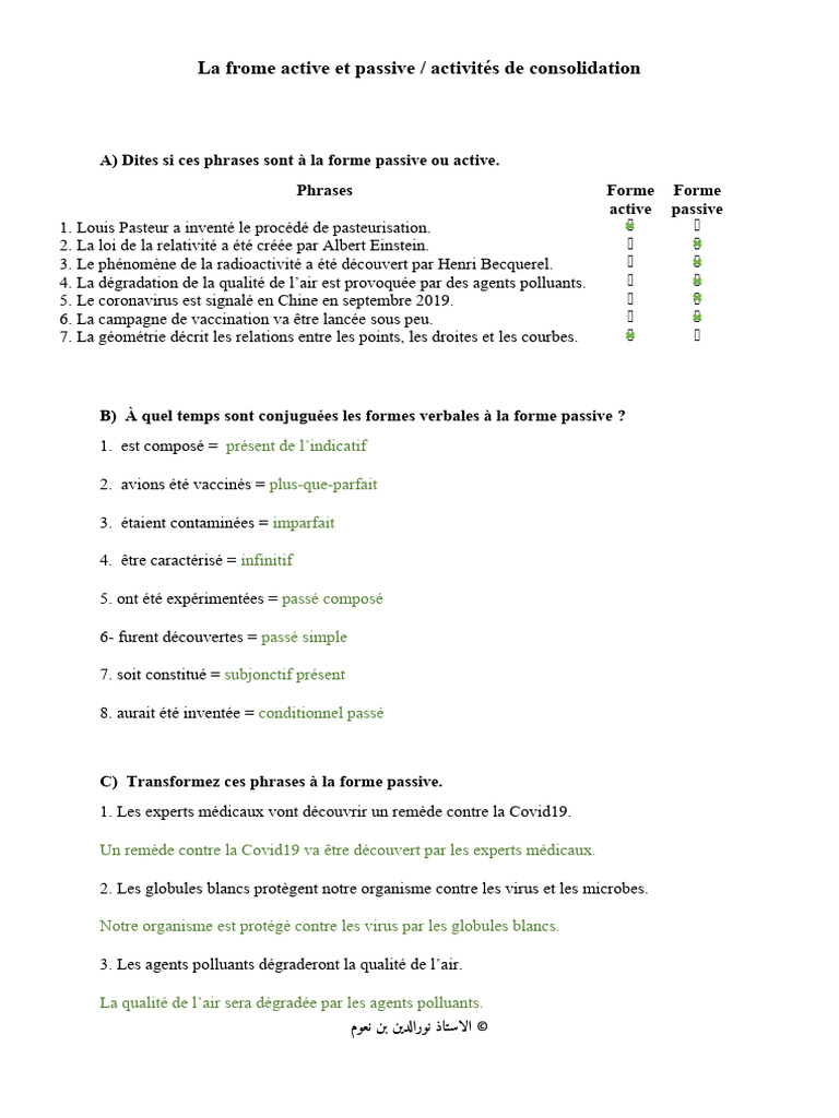 Formes actives et passives en français | PDF | Bien-être