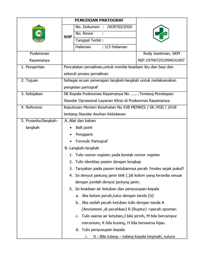 Sop Partograf. | PDF