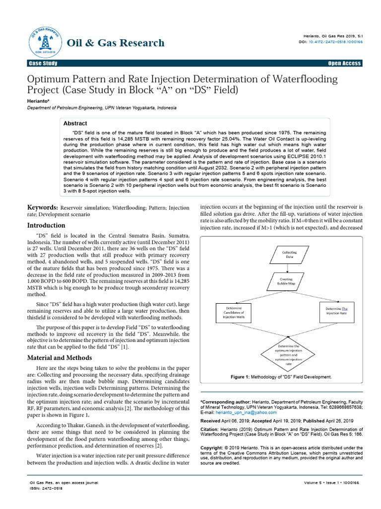 Optimum Pattern and Rate Injection Determination of Waterflooding | PDF ...