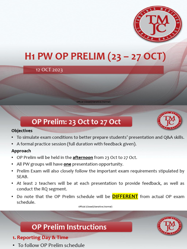 H1 PW OP Prelim - Student Briefing 2023 - Final 2 | PDF